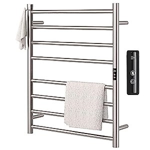 YITAHOME Towel Warmer Heated Towel Rack, 8 Bars Wall Mounted Electric Towel Warmers for Bathroom with LED Indicator, Multi-Level Temperature and Timer Setting, Plug-in/Hardwired, Silver