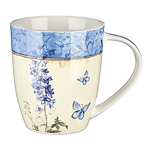 Christian Art Gifts Bible Verse Mug for Women Butterfly Scripture Mug w/Blue Flowers – The Lord’s Mercies Lamentations 3:22-23 Mug Inspirational Coffee Cup and Christian Gift (12 oz Ceramic Cup)