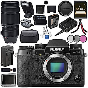 Fujifilm X-T2 Mirrorless Digital Camera (Body Only) 16519247 + Fujifilm XF 100-400mm f/4.5-5.6 R LM OIS WR Lens 16501109 Bundle