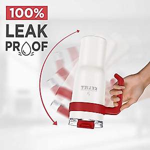 KETIEE 40 oz Tumbler with Handle and Straw, Leakproof Stainless Steel Travel Mug with Screwed Lid & Straw Vacuum Insulated Water Bottle Reusable Coffee Cups, Sweat Proof, Dishwasher Safe (White)