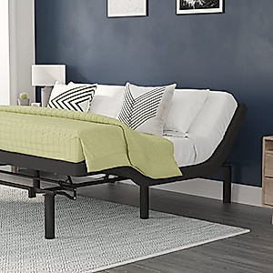 Flash Furniture Selene Adjustable Bed Base-Black Anti-Skid Upholstery-Height Adjustable Legs-Programmable Wireless Remote-Independent Head/Foot Incline-King