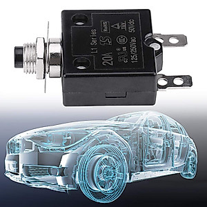 Aramox 5 A / 8 A / 10 A / 15 A / 18 A / 20 A / 30 A Thermal Switch Reset, Current Overload Device Circuit Breaker Manual Reset Circuit Breaker Overcurrent Protector(20A)