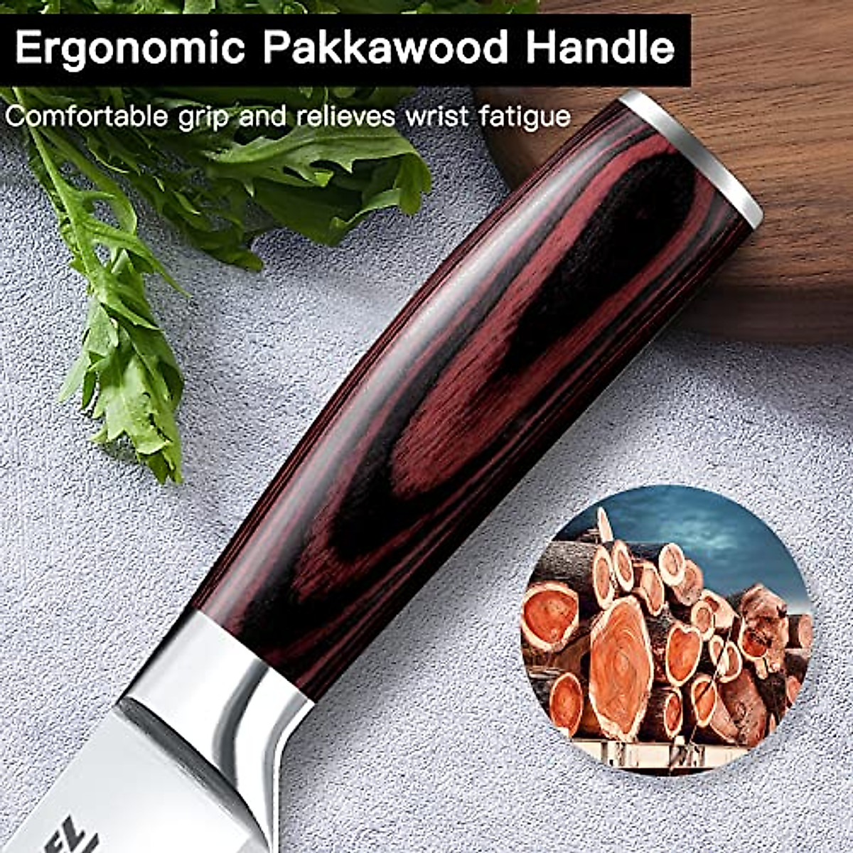 Professional Chef Knife Set High Carbon Stainless Steel Sharp Kitchen Knife Set 3 PCS, Japanese Cooking Knife with Sheath, Knives Set for Kitchen with Ergonomic Wood Handle and Gift Box