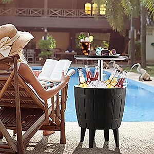 YITAHOME Cooler Table Outdoor,3-in-1 Height Adjustable Cooler Side Table,9.8 Gallon Patio Cooler with Drainage Plug for Deck Pool Party