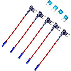 gunhunt 5 PCS Car Fuse Adapter, 12V Car Add-a-Circuit Fuse Adapter, Mini ATM APM Blade Fuse Connector for Cars Trucks Boats (Black)