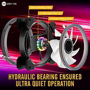 EZDIY-FAB 120mm Computer Case Fan,Motherboard Aura Sync Fan,High Airflow,Speed Adjustable, ARGB Fan with Fan Hub and Remote-5 Pack