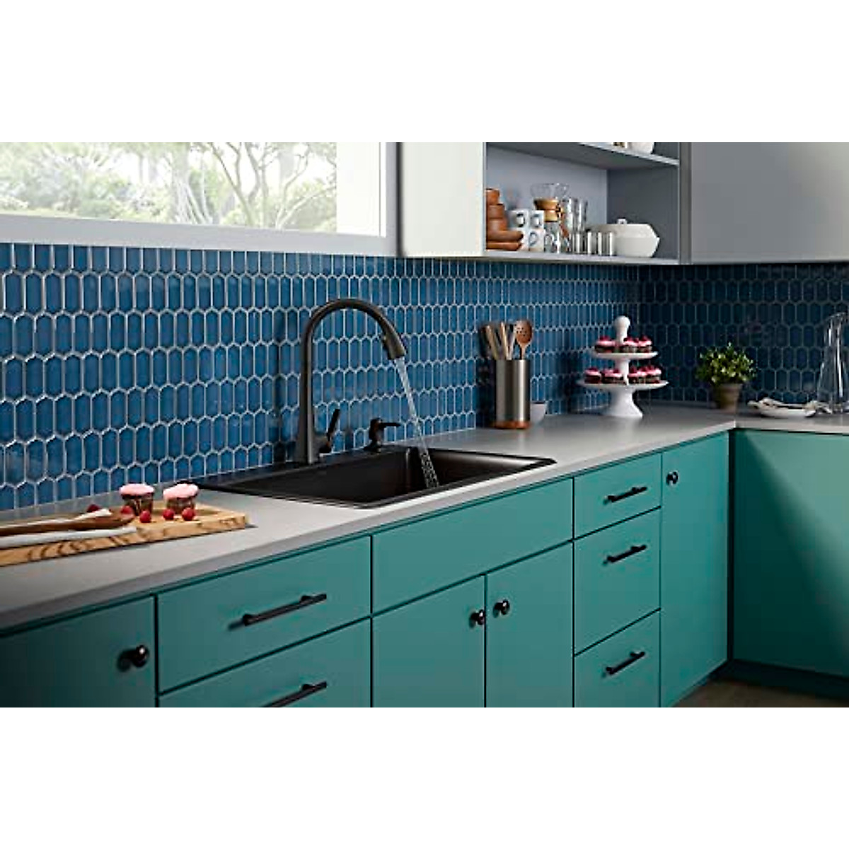 KOHLER R22867-SD-BL Maxton Pull-Down Kitchen Faucet with Soap Dispenser, Pull Down Sprayer, Matte Black