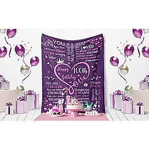 Omokil 100th Birthday Gifts for Women, Gift for 100 Year Old Female,100 Birthday Decorations, 100th Birthday Gifts Ideas for Grandma, Mom, Friend, Sister, Wife, Aunt, Coworker Blanket (50" X 60")