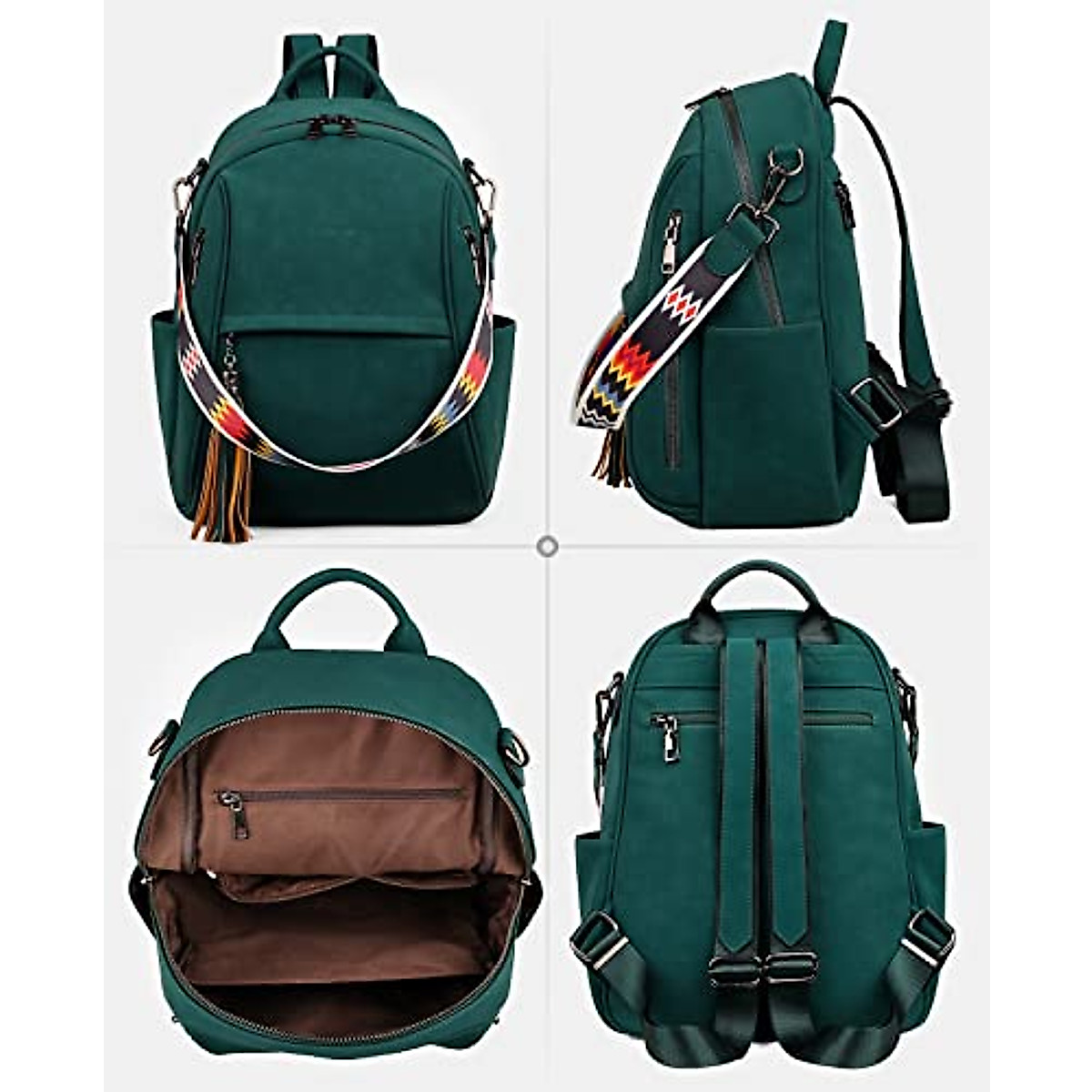 FADEON Small Backpack Purse for Women, Leather Handbags Designer Cute Roomly Ladies Shoulder Bag with Tassel