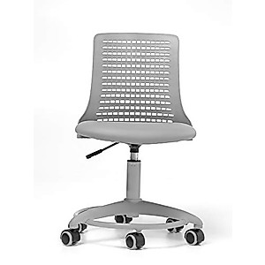 OfficeFactor Kid’s Office Chair- Adjustable Height School Children Desk Chair- Revolving Chair with Wheels- Breathable Back Chair for Kids, Holds up to 175 Lbs – Color Grey