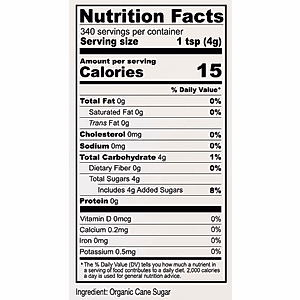 Anthony's Organic Cane Sugar, 3 lb, Granulated, Gluten Free & Non GMO