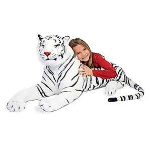Melissa & Doug Giant Siberian White Tiger - Lifelike Stuffed Animal (over 5 feet long) - Extra Large, Plush Lifesize Tiger For Ages 3+