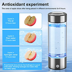 Hydrogen Water Bottle, Portable Hydrogen Water Bottle, Rechargeable Hydrogen Water Bottle Generator with Bottom Lights, 3-Min Fast Electrolysis, Ideal for Home, Office, Travel, Daily Drinking