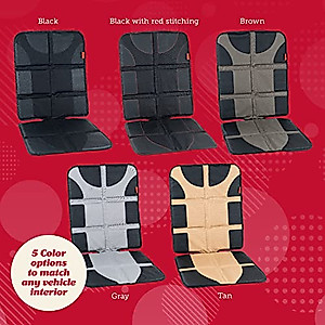 Lusso Gear Car Seat Protector: Thick Waterproof Pad, Non-Slip Durable Rubber Backing, Universal Fit, Compatible with Leather or Fabric, Driver or Passenger Seats, Adjustable Headrest Strap (Black)