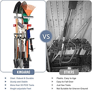 Garden Tool Organizer, Yard Tool Organizer up to 50 Tools, Garage Tool Organization and Storage, Garden Tool Storage, Yard Tool Racks, Tool Stand, Tool Holder for Garage, Shed, Outdoor, Black