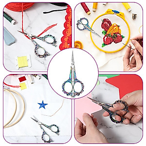 Andibro Small Precision Scissor, Small Embroidery Scissors with PU Cover Sewing Scissor Embroidery Crafting Threading Scissor for Needlework Craft Art Work Manual Handicraft DIY Tool(blue)