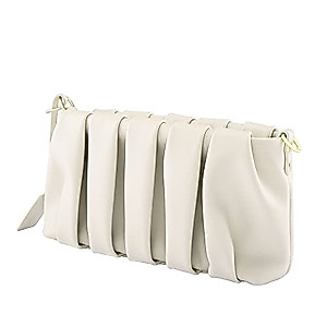 CHIC DIARY Clutch Purse for Women Small Tote Bag Crossbody Satchel Ruched Hobo Shoulder Handbag (Beige)