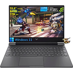 HP Victus 15 Gaming Laptop 15.6” FHD IPS AG Display 12th Generation Intel 12-Core i5-12500H (Beat i7-11800H) 64GB RAM 1TB SSD GeForce RTX 3050 4GB Graphic Backlit B&O Win11 Black + HDMI Cable