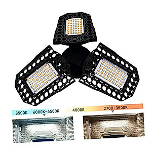 QUMIIRITY Warehouse Light LED Garage Ceiling Lights Motion Folding Light Garage Light Security Lamps Outdoor Flood Lights Deformation Lamp Outdoor Security Lights Black