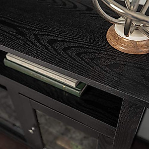 Walker Edison Glenwood Rustic Farmhouse Glass Door Highboy Fireplace TV Stand for TVs up to 65 Inches, 58 Inch, Black