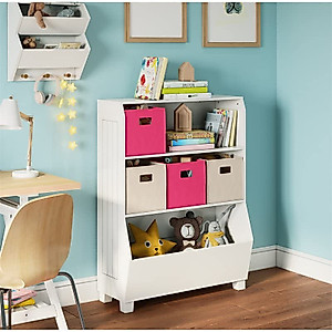 RiverRidge Kids 34" Bookcase with Toy Organizer, White