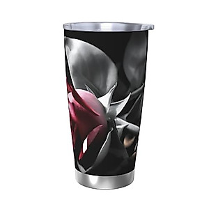 jshmgchw 3d Gothic Black Roses 20oz Tumbler, Car Cup With Lid And Straw, Spill-Proof, Stainless Steel Double Wall Vacuum Insulated Reusable Coffee Travel Mug, For Cold Drinks, Hot Beverage