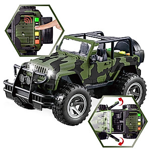 JOYIN Military Vehicle Toy Set of Friction Powered Transport Airplane and Military Truck with Light and Sound Sirens and Soldier Army Men Action Figures for Kids