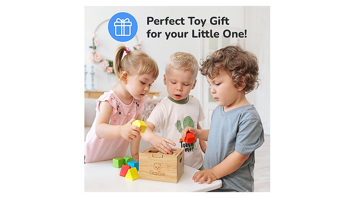 Bimi Boo Wooden Shape Sorter Toy - Safe & Fun for Toddlers