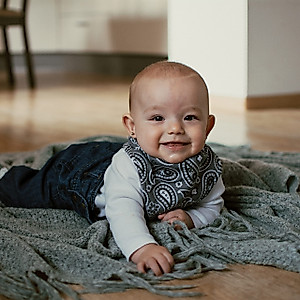 Stadela 100% Cotton Baby Bandana Drool Bibs for Drooling and Teething Nursery Burp Cloths 4 Pack Unisex Set for Girl and Boy – Western Baby Cowboy Cowgirl Cow Skin Paisley Wild West