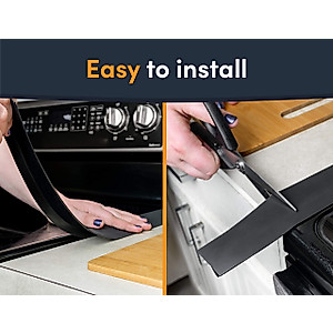 Linda’s Essentials Silicone Stove Gap Covers (2 Pack), Heat Resistant Oven Gap Filler Seals Gaps Between Stovetop and Counter, Easy to Clean Stove Gap Guard (25 Inches, Black)