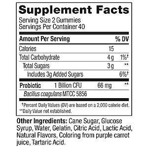 OLLY Probiotic Gummy, Immune and Digestive Support, 1 Billion CFUs, Chewable Probiotic Supplement, Berry, 40 Day Supply - 80 Count