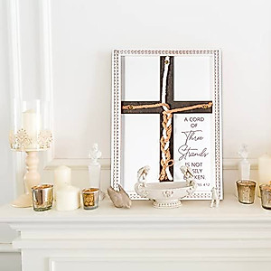 A Cord of Three Strands Wedding Signs for Ceremony and Reception, Wedding Bible Wooden Cross, Anniversary Religious Marriage Gifts for Couple, Parents, Christian, Strand of Three Cords Sign