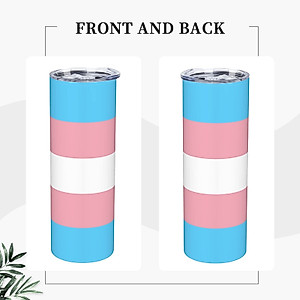 LIICHEES Transgender Pride flag Stainless Steel Vacuum Insulated Tumbler 20oz Coffee Cups Travel Mug Water Cup with Metal Straw Cleaning Brush