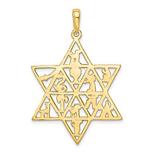 14k Yellow Gold Star Of David 12 Tribes Pendant Fine Jewelry For Women Gifts For Her