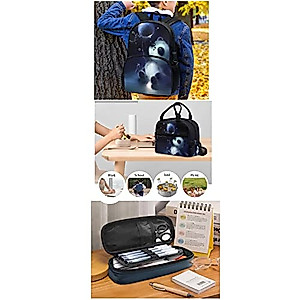 AmzPrint Panda Backpack And Lunch Bag Set For Girls,3 Piece Backpack Set,School Bag With Front Zip Pocket,Animal Print