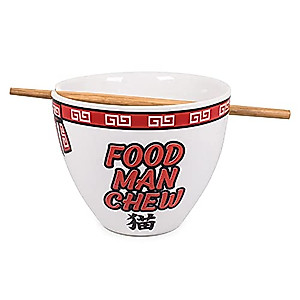 Bowl Bop Food Man Chew Japanese Dinnerware Set | 16-Ounce Ramen Bowl, Chopsticks