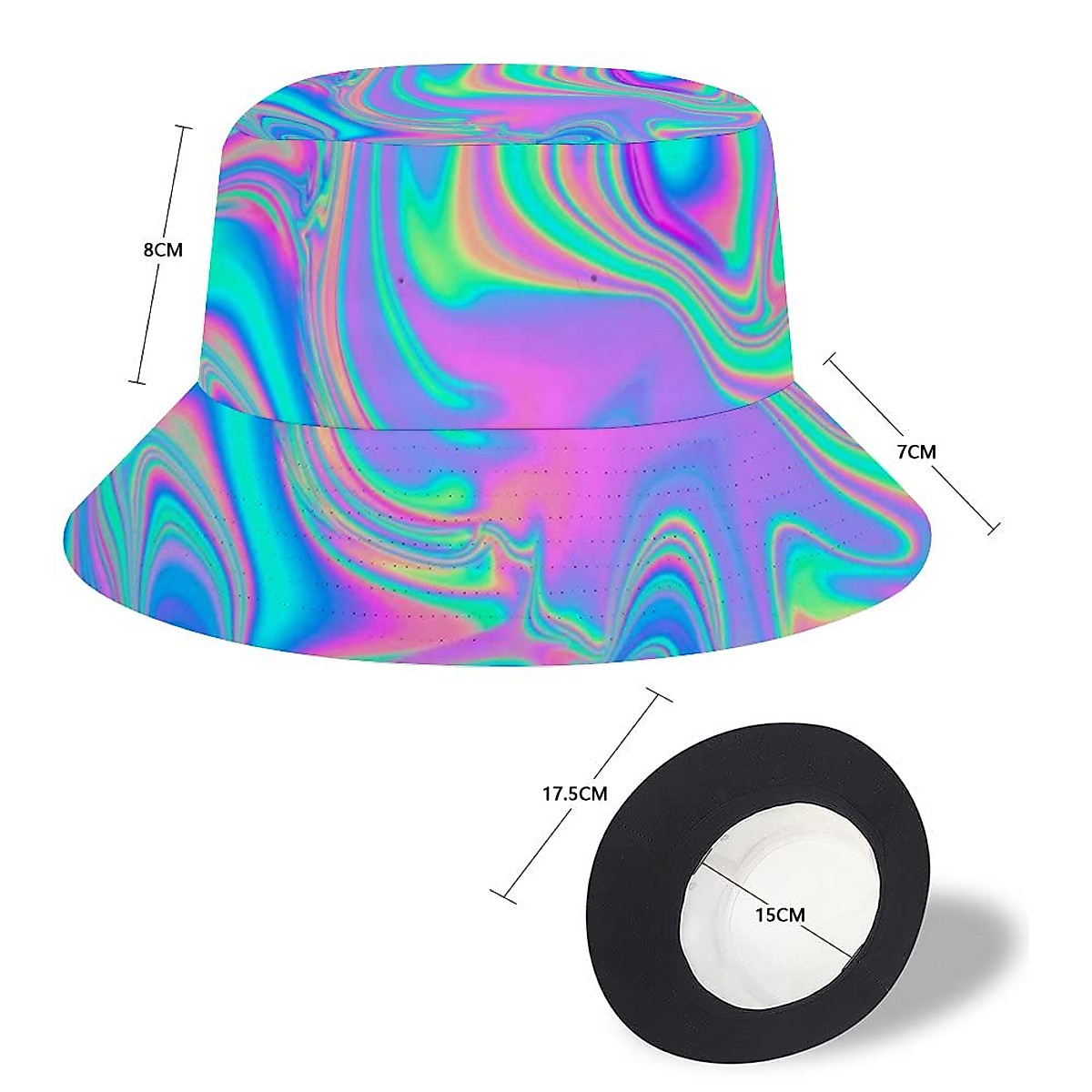 Bucket Hat for Women Psychedelic Trippy Summer Beach Sun Hat Travel Fisherman Cap