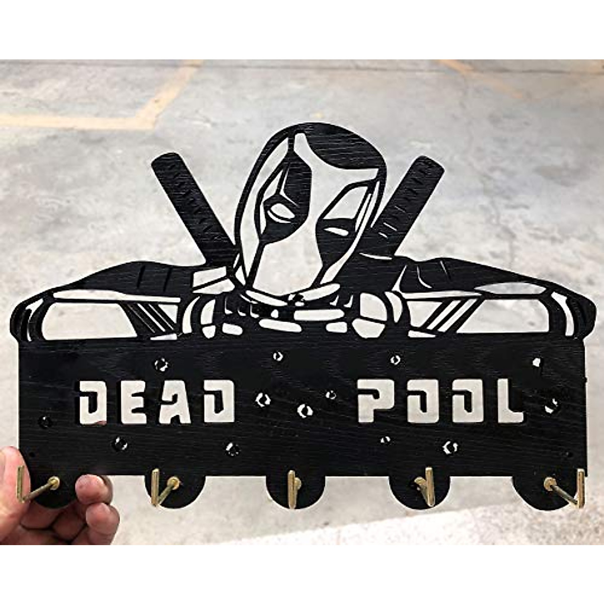 YSdesign Deadpool Key Hooks-Marvel Super Hero Wall Hooks Heavy Duty 20LB(Max),Wade Winston Wilson Wall Décor,Wood Coat Hooks, Key Holder,Key Hanger for Wall、Entryway and Kitchen