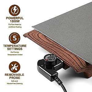 Electric Grill - MOKIKA Extra Large Cooking Surface Electric Griddle, Healthy-Eco Non-Stick Coating Indoor Grill Griddle, 5-Level Adjustable Temperature Control Griddle Grill, Cool-Touch Handles Grey