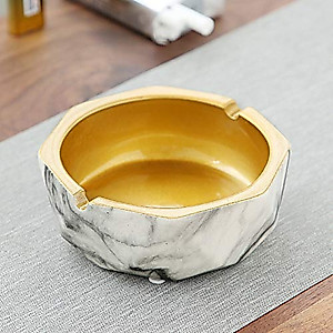 Ceramic Ashtrays White marble Cigarette Ashtray, Home，Fashionable Office Decoration Porcelain Gift, for Patio/Outside/Indoor/Garden/Porch/Home Decor