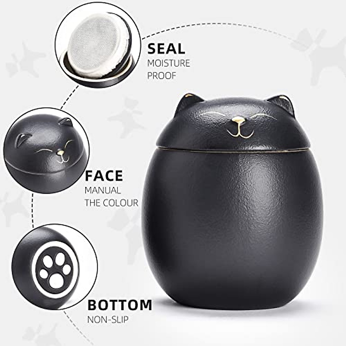 LMEILI Pet Urns for Cats Box Ashes Keepsake Memorial Cremation Small Dog Animal Ceramics Ashes Funeral Urn Personalized (Small Black)