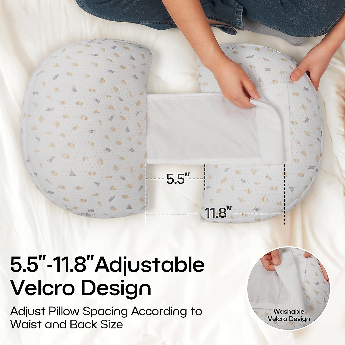 SNUGGZYMOMS Pregnancy Pillow, Bigger Size Stepped Wedge Maternity Pillow for Pregnant Women, with Adjustable & Detachable & Washable Pillow Cover, Support Cushion for Belly, Back, Legs, HIPS