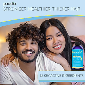 PURA D'OR 16 Oz Hair Thinning Therapy Energizing Scalp Serum Revitalizer - Large Refill Bottle - Argan Oil, Biotin, Caffeine, Stem Cell, Catalase & DHT Blockers, All Hair Types, Men & Women