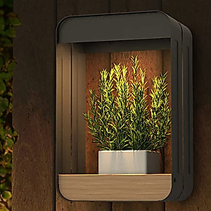 Grand patio Outdoor Steel LED Solar Power Wall Sconce Shelf Planter, Waterproof All-Weather Decor Wall Lamp Light for Porch, Patio. Solar Energy, Steel, Black(S-Rectangle)