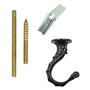 Hxchen 65mm/2.6" Ceiling Hooks - Heavy Duty Swag Hook with Steel Screws Bolts and Toggle Wings for Hanging Plants Ceiling Installation Cavity Wall Fixing Black - (2 Sets)