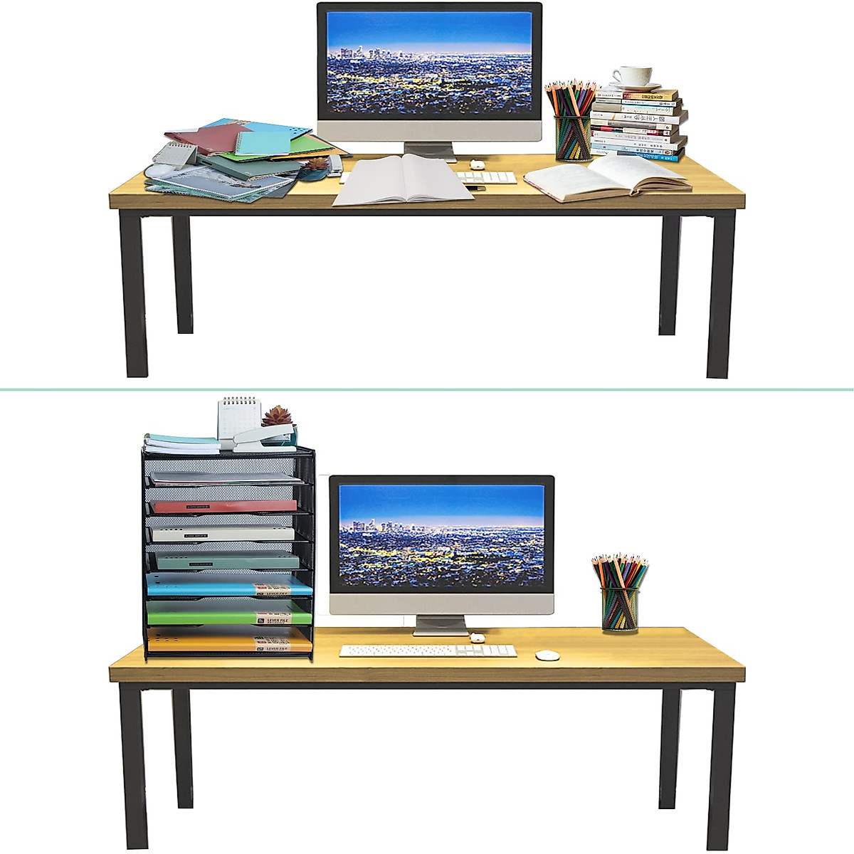 Veesun Desk Organizer 8 Tier, Paper Letter Tray Organizer,Mesh Desk File Letter Organizer, Black, for Home Office School Meeting Room