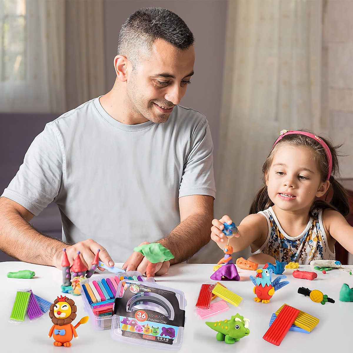 CiaraQ Polymer Clay Starter Kit-36 Colors, Modeling Clay for Kids&Beginners, Oven Baked Model Clay, Safe & Non-Toxic, Non-Sticky, with Sculpting Tools, Ideal Gift for Children&Artists