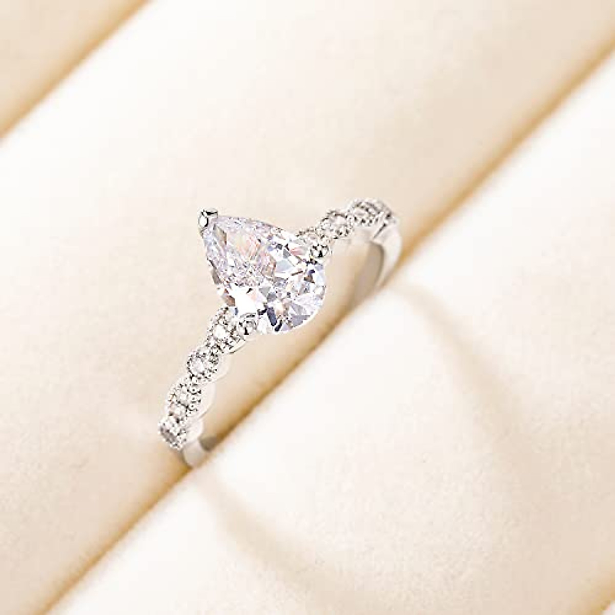 Mameloly 1.5CT Teardrop Engagement Rings for Women Marquise Pear Shaped Cubic Zirconia Promise Rings for Her Size 6