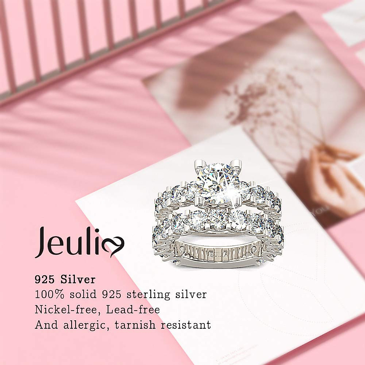 Jeulia 3.5 Carat Round Cut Sterling Silver Wedding Ring White Diamond Cubic Zirconia Bridal Engagement Rings Solitaire Bridal Set Anniversary Valentine’s Gift with Beautiful Jewelry Box (8)