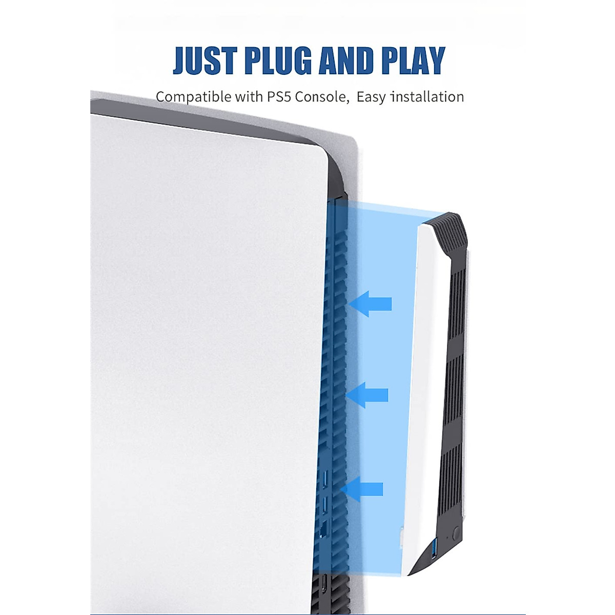 PS5 Cooler for PS5 Cooling Fan, Upgraded Quiet Cooler Fan 3 Cooler External Port USB 3.0 Accessory Compatible with Playstation 5 Digital Edition/Ultra HD Console White